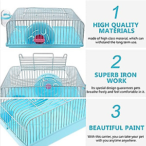 Balacoo Hamster Habitat Cage Small Animals Hideaway Hamster Exercise Wheel with Food Box Water Feeder Small Animal Cage Portable Pet Carrier for Outdoor Travel