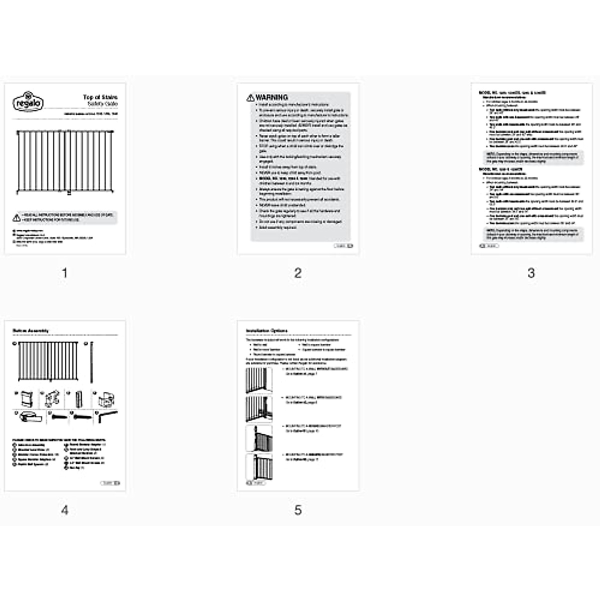 Regalo 2-in-1 Stairway and Hallway Wall Mounted Baby Gate, Bonus Kit, Includes Banister and Wall Mounting Kit