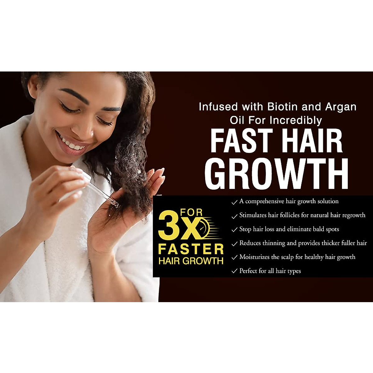 GrowFinity Hair Growth Oil | Biotin and Argan Infused for 3x Faster Growth | Regrowth Treatment | Vitamin E Salon-Grade Natural Oil - 1 Oz
