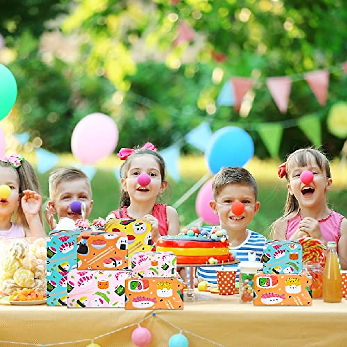 Whaline 12 Sheet Sushi Faces Wrapping Paper Bulk 4 Design Cute Sushi Trendy Gift Wrap Art Paper for Birthday Wedding Baby Shower DIY Crafts Gift Packing Decoration, 19.7 x 27.6 Inch, Folded Flat