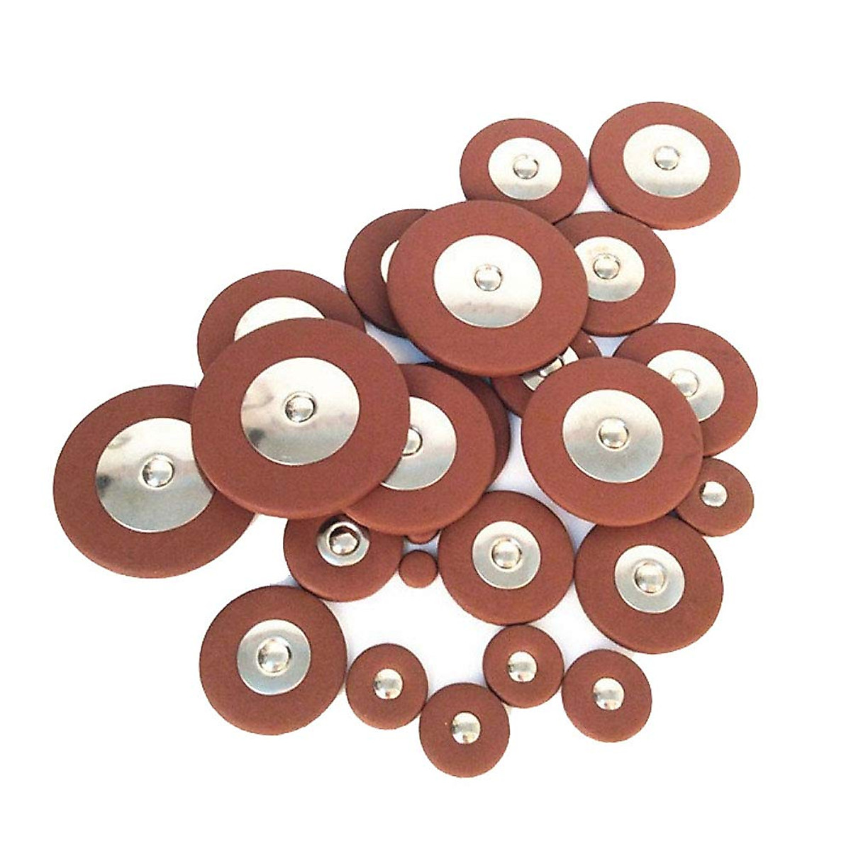 Jiayouy 25 Pieces Leather Pads Alto Sax Pads Replacement Set Saxophone Repair Parts Brown 9mm to 48mm
