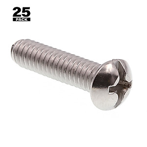 Prime-Line 9005355 Machine Screw, Round Head, Slotted/Phillips Combo, 1/4 in-20 X 1 in, Grade 18-8 Stainless Steel, Pack of 25