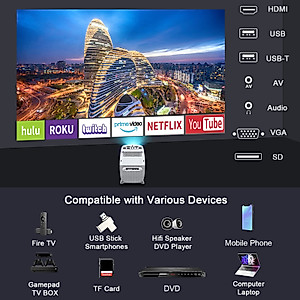 KECAG Projector with WiFi and Bluetooth, Native 1080P 9500L Video Projector with 100'' Projector Screen, Electric Focus, Portable Outdoor Movie Projector Compatible with Smartphone, TV Stick, HDMI