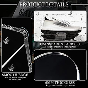 Floating Shoe Display Set of 12 for Wall Mount, Includes Acrylic Floating Shoe Shelves Floating Sneaker Stands Shelves Shoe Organizers with Cross Screws, Expansion Tubes and Tapes (Clear,0.24 Inch)