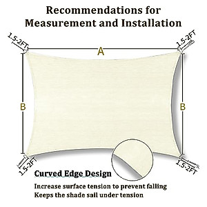 Shade&Beyond Shade Sail Sun Canopy 8'x 10' Rectangle UV Block Sun Sail Shade for Patio Deck Yard and Outdoor Activities Cream, (We Make Customized Size)
