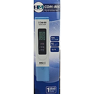HM Digital EC/TDS HydroTester Model COM-80 HM Digital Water Resistant Ec/TDS Meter w/Temperature in C/F Hydrotester (Model COM-80)