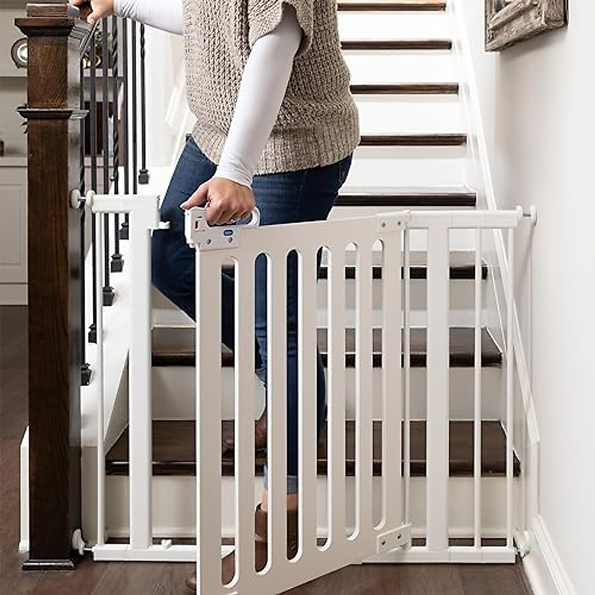 Qdos Safety Spectrum Designer Baby Safety Gate - Meets Tougher European Standards - Modern Design and Unparalleled Safety - Furniture Grade Wood - Simple Installation | Pressure Mount | White