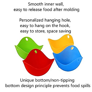 "Nonstick Silicone Egg Poacher, Egg Poaching Cup, Poached Egg Cooker, Egg Molds, Cookware for Microwave, Stovetop, Premium 4PCS."