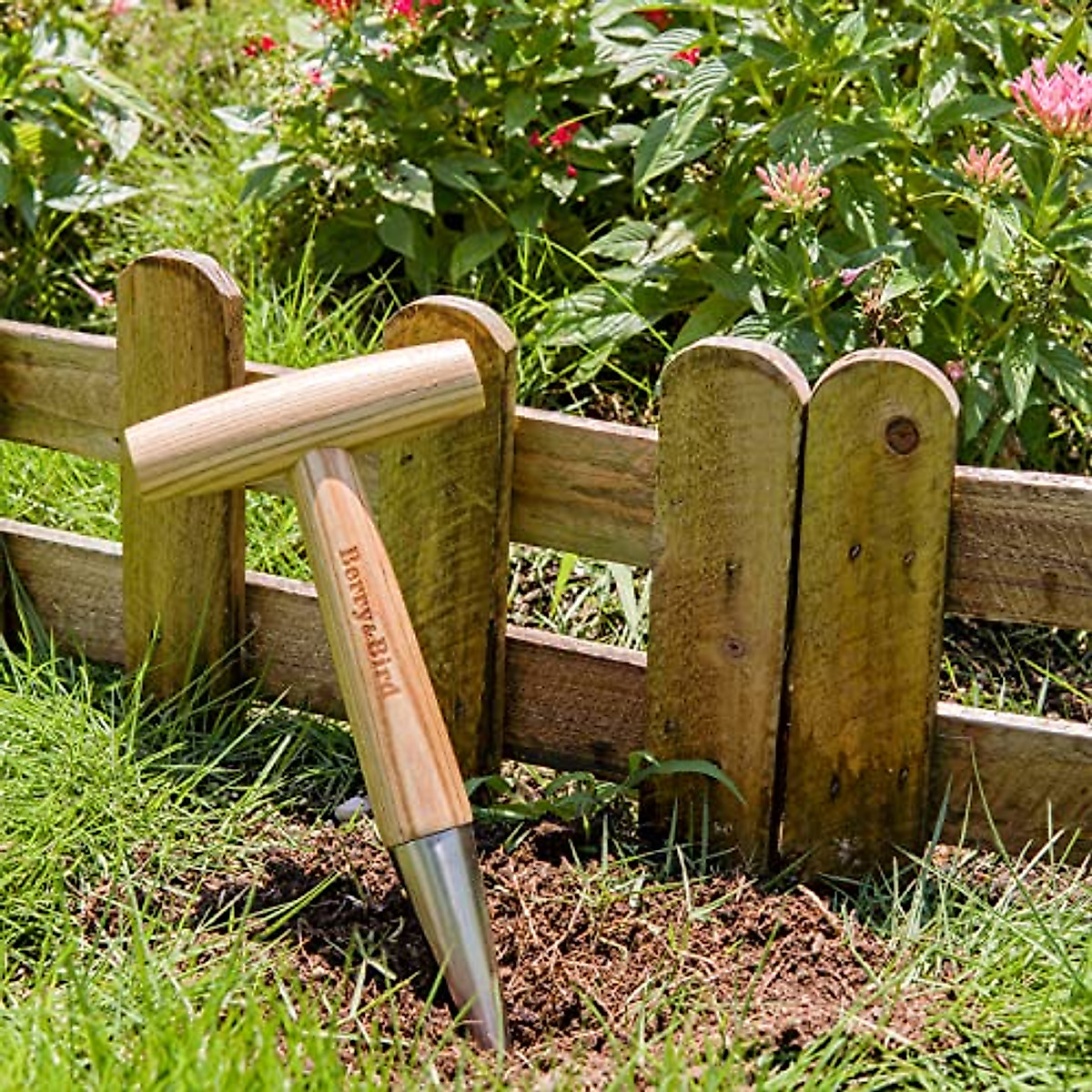 Berry&Bird Hand Dibber, Stainless Steel Sow Dibbler with Wood Handle, Garden Hole Punch Dibbler Tool for Planting Seeds & Bulbs, Hand Held Bulb Planter for Planting Flowers Tulips, Daffodils, Dahlias