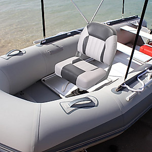 Leader Accessories A Pair of Elite Low/High Back Folding Fishing Boat Seat (2 Seats) (Charcoal/Gray)