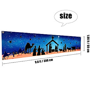 Holy Nativity Christmas Decorations Banner Manger Scene Religious Christmas Yard Sign Banner for Merry Christmas Xmas Outdoor Decorations