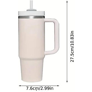 Extourber 40 OZ Tumbler with Handle and Straw, Insulated Water Tumbler for Home,Office or Car - Reusable Iced Coffee Cup,Double Vacuum Stainless Steel Travel Coffee Mug,Keep Hot/Cold for Hours (Dune)