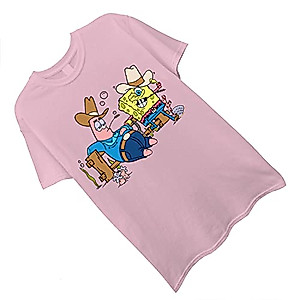 Mens Spongebob Squarepants Classic Shirt - Spongebob, Patrick & Krusty Krab T-Shirt (Light Pink Western, Large)