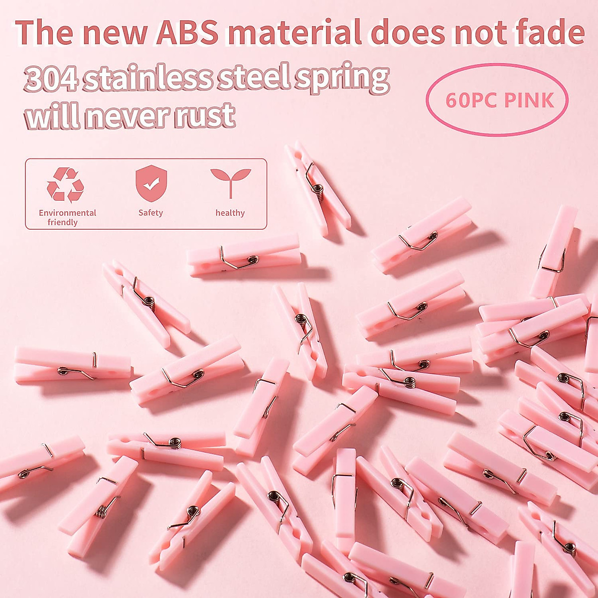 60 Baby Shower Clothespin Games Mini Clothes Pins 1.4 inch for Party Decorations (Pink)