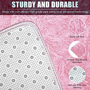 RUG BRANCH Super Soft Plain Plush Shag Pink Indoor Area Rug for Living Room, Bedroom, Dining Room, and Kitchen - 4' x 6' (4' X 5'3")