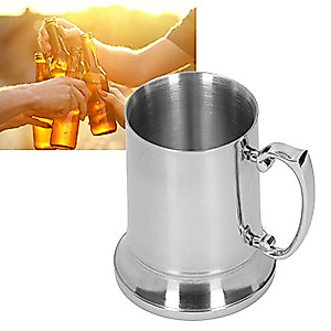Stainless Steel Beer Mug With Handle Silver Cocktail Glass Goblet Cups For Bar Hotel Supplies(450ml)