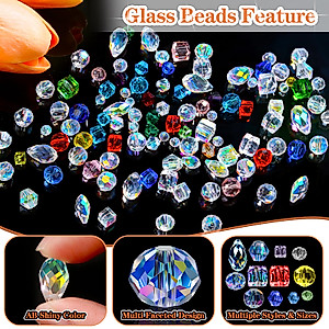 Qinzave 1401 Pieces Crystal Glass Beads for Jewelry Making Rondelle Shape Crystal Beads with Colorful Loose Beads, Assorted Crystal Faceted Beads for Bracelets, Necklace DIY Craft 4 mm 6 mm 8 mm