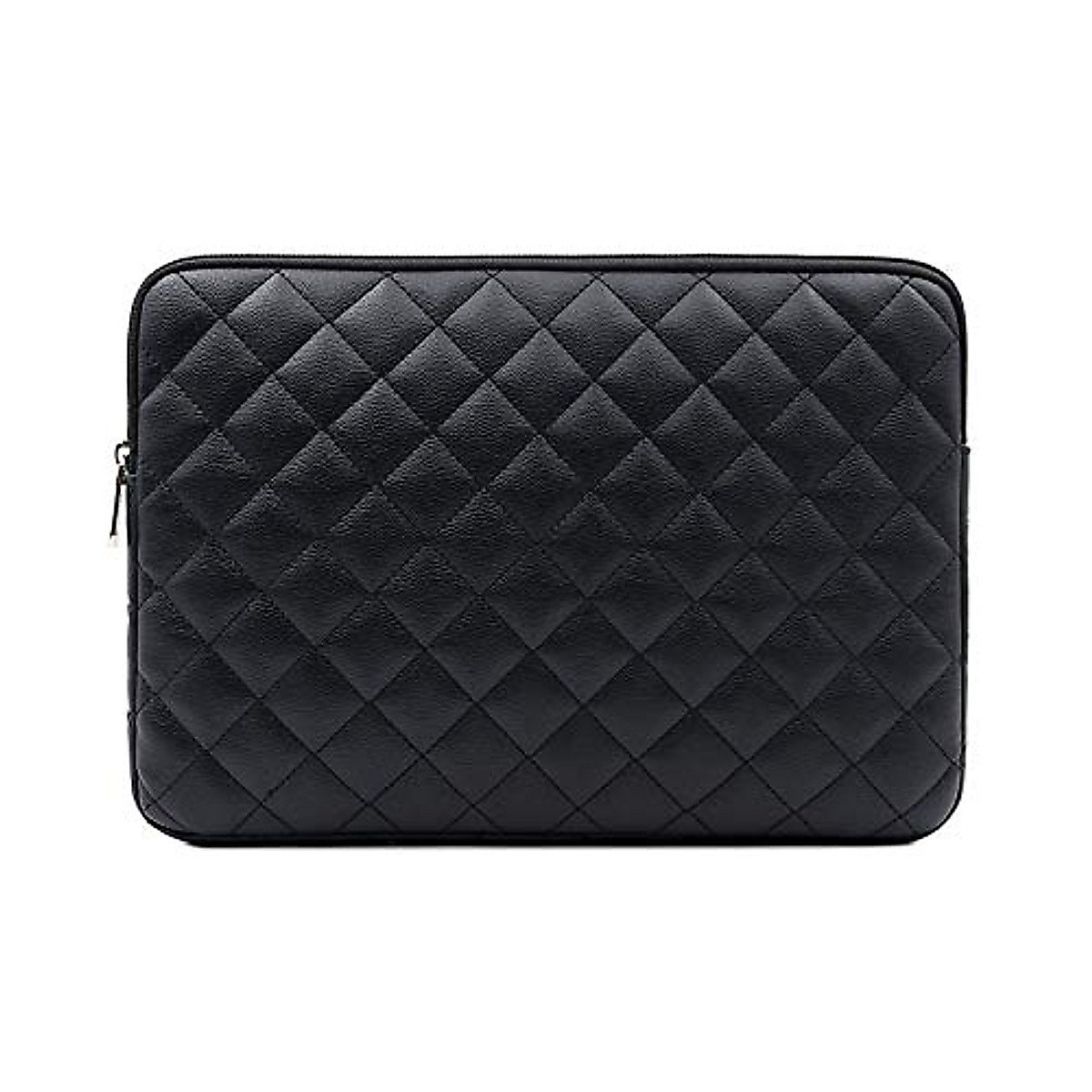 RAINYEAR 15.6 Inch Laptop Sleeve Diamond PU Leather Case Protective Shockproof Water Resistant Zipper Cover Carrying Bag Compatible with 15.6" Notebook Computer Ultrabook Chromebook(Black)