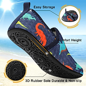 Lefflow Toddler Slippers Socks Boy Beach Swimming Aqua Sandals Shoes Toddler House Slippers Socks for Boy Girl Quick Dry Water Shoes Dinosaur Blue Size 7-8
