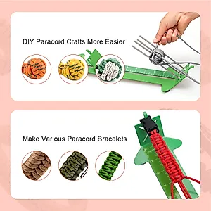 Catcan 2 in 1 Paracord Bracelet Jig, Paracord Bracelet Making Kit, Adjustable Length DIY Craft Monkey Fist Jig Tools 4" to 13" with Free Cord and Buckles