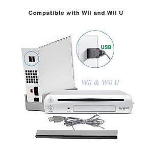 USB Wired Wii Sensor Bar, Replacement Infrared Ray Motion Sensor Bar for Nintendo Wii/ Wii U/ PC -Black & Silver