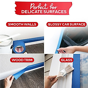 XFasten Blue Painters Tape Bulk 12-Pack 1 Inch x 60-Yards 2160ft Total, Wall Safe Blue Masking Tape 1 Inch Wide, Blue Paint Tape for Walls Paint Masking Tape Blue Tape Painters Masking Tape