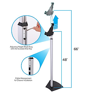 Pyle Anti-Theft Adjustable Tablet Security Stand - Metal Floor Mount Tablet Holder w/Lock, 360 ° Rotation, Works w/iPad Mini, Kindle Fire HD, Samsung Galaxy, Android Tablets - PSPADLK62