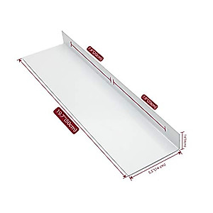 Ihomepark 20 Inch Metal Floating Shelves for Wall, Industrial Modern Steel White Shelf for Living Room, Bathroom, Kitchen and Office