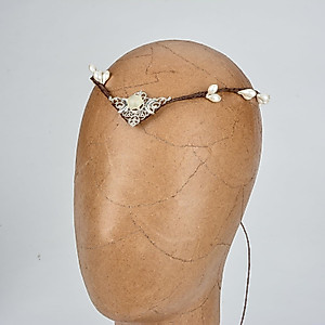 Merroyal Moon Rhinestones Headband Fairy Crown Woodland Circlet Fair Headpiece with 2 Pairs Latex Elf Ear for Women Girls（Moon Sliver and White ）