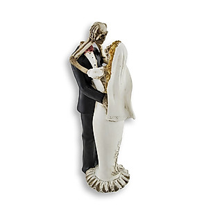 Bride and Groom Skeletons Wedding Statue Cake Topper
