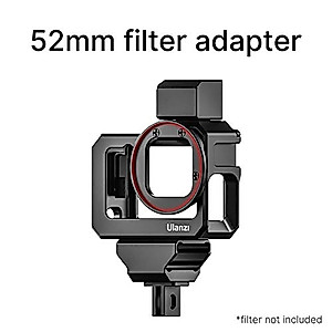 ULANZI G9-5 Housing Case for Gopro Hero 11 10 9, Aluminum Video Cage with 2 Cold Shoe Mount for Mic and Led Light, Protective Frame with 52mm Filter Adapter, Lens Cap, Compatible with Tripod