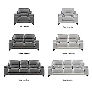 Homelegance 89" Leather Sofa, Silver Gray
