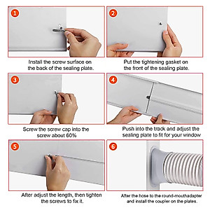 Portable Air Conditioner Window Vent Kit with Hose, Adjustable AC Window Vent Kit,Equipped 59 Inch Length Exhaust Hose for AC Unit AC Window Seal Kit