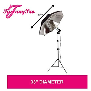 TuscanyPro Black Umbrella Light Set - Set of 2 Professional Light for Makeup Artist, Photography, Shoot - Carry Bag Included - 10 Years Warranty - US Patented - Personalize with Name/Logo