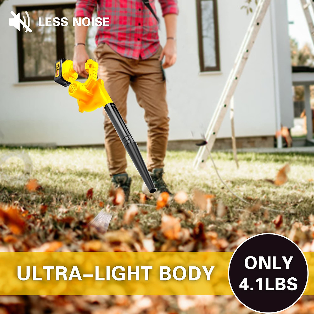 Leaf Blower Cordless with Battery and Charger, Battery Powered Electric Leaf Blower, 2-in-1 Portable Mini Leaf Blower &Vacuum for Lawn Care, Dust/Snow Blowing