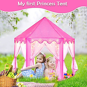 Princess Tent Toys Gift Girls Large Castle Playhouse with 16.5 Feet 40 Star Lights for Toddlers Kids Children Indoor Outdoor Games - ASTM/CPC Certified