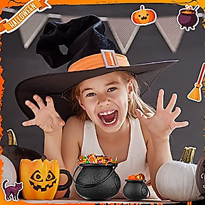 30 Pcs Halloween Candy Cauldron Kettles Mini Plastic Witches Cauldron Pot Cauldron Candy Bowl with Handle Black Green Candy Bucket for St. Patrick's Irish Themed Boys Girls Party Decorations Supplies