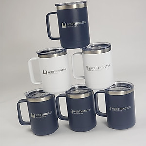 Personalized Black 15 oz Coffee Mug w/Slide Top Lid | Add Your Custom Text w/Names, Phrase, Design or Company Logo | Insulated Travel Coffee Cup | Compare To Yeti Rambler | ONLYGIFTS.COM