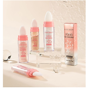 AKARY Body Glitter, Fairy Polvo De Hadas Shimmer Face Highlighter Powder & Blush Stick, Instant Glow Luminizer Duo, Glitter Face Hair High Gloss, Sparkle Smudge-Proof Highlighter Stick Party Makeup (#01 White Moonbeam)