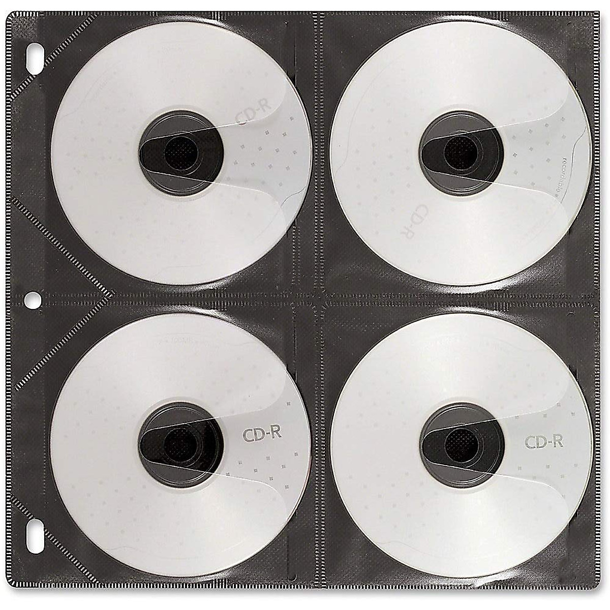 Vaultz CD Insert Pages, 3 Hole Punched, 10 x 10.875 Inches, 8 CDs/Page, 50 Pages/Pack, Black (VZ01415)