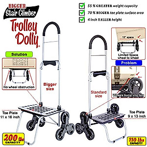 dbest products Stair Climber Bigger Trolley Dolly, Black Grocery Shopping Foldable Cart Condo Apartment 44 Inch
