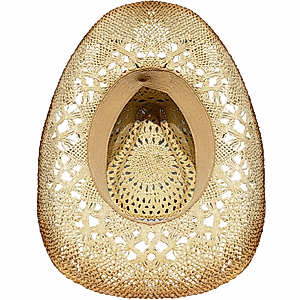 Western Outback Cowboy Hat Men's Women's Style Straw Felt Canvas (Western Blue Bead)