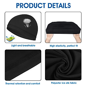 Yolev 4 Pieces Men Skull Caps Soft Helmet Liner Cycling Running Hat Cotton Beanie Sweat Wicking for Men Women Black