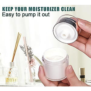 Airless Pump Jar, 1 oz Moisturizer Pump Dispenser, Acrylic Lotion Dispenser, Pump Moisturizer Container for Thick Moisturizer, Skincare Cream, Travel Lotion Container (2 Pack)