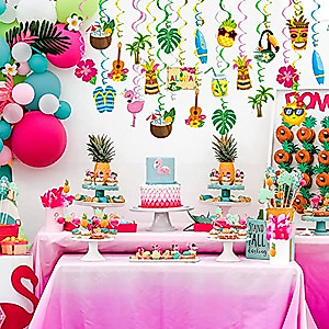 Summer Tiki Luau Hawaii Hanging Swirls 30 Pack Foil Ceiling Hanging Swirls Banner Decorations Garland Banner for Kids Adults Birthday Baby Shower Holiday Events Party Supplies Room Wall Decor