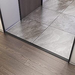 Metal Threshold Strips for Doorways/Hardwood Floors, Extra Long Transition Strip with Fluted, Tile/Floor Edging Trim Bar for Uneven Floor (Color : Matte Black)