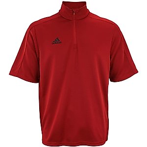 adidas Game Built Short Sleeve QuarterZip Top Men's Multisport (Power Red, Medium)