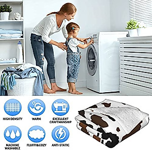 Artfuy Cow Print Blanket Microfiber Sherpa Fleece Throw Blanket Super Soft Lightweight Fuzzy Flannel Cozy Warm Plush Blankets for Couch Sofa Bed Office