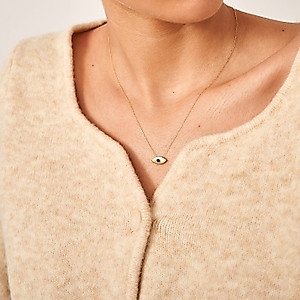 GELIN 14k Solid Gold Evil Eye with Diamond Sapphire Necklace for Women