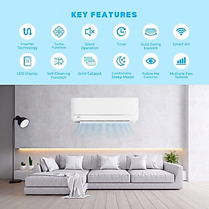 Cooper & Hunter MIA Series, Mini Split Air Conditioner and Heater, 6,000 BTU, 115V, 21.5 SEER2, Wall Mount Ductless Inverter Heat Pump System, Including 16ft Installation kit